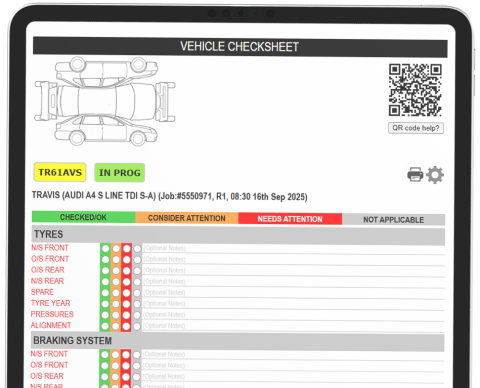 Job Cards & Checksheets | MOT Manager